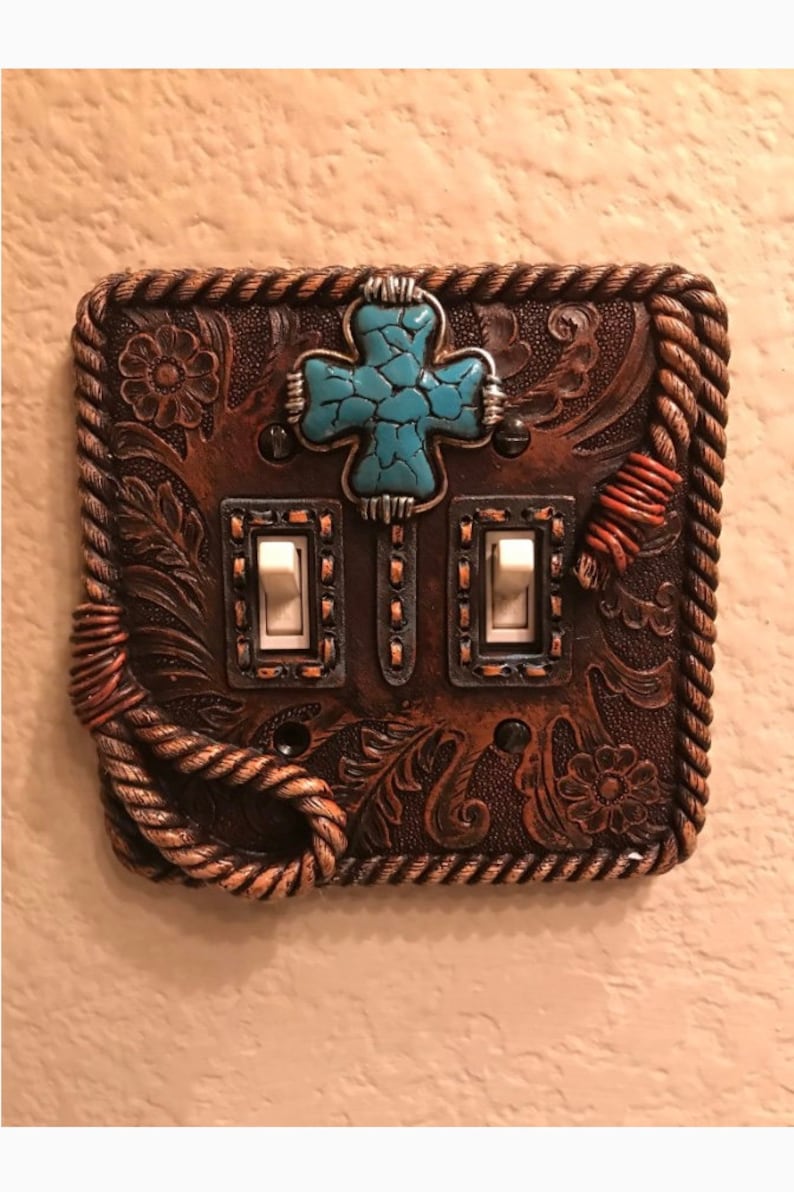 Western Switch Plate Cover RA7918 Double Switch, Tooled Leather Look - Etsy