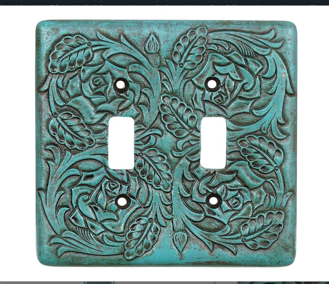 Western Switch Plate Cover RA4396 Double Switch, Tooled Leather Look - Etsy