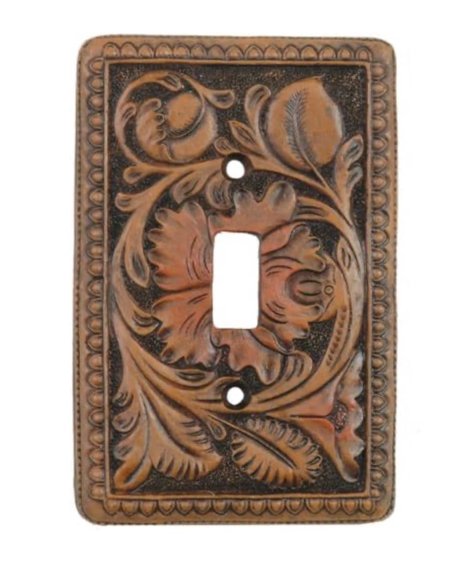 Western Switch Plate Cover RA4916 Single Switch Tooled Leather Look - Etsy