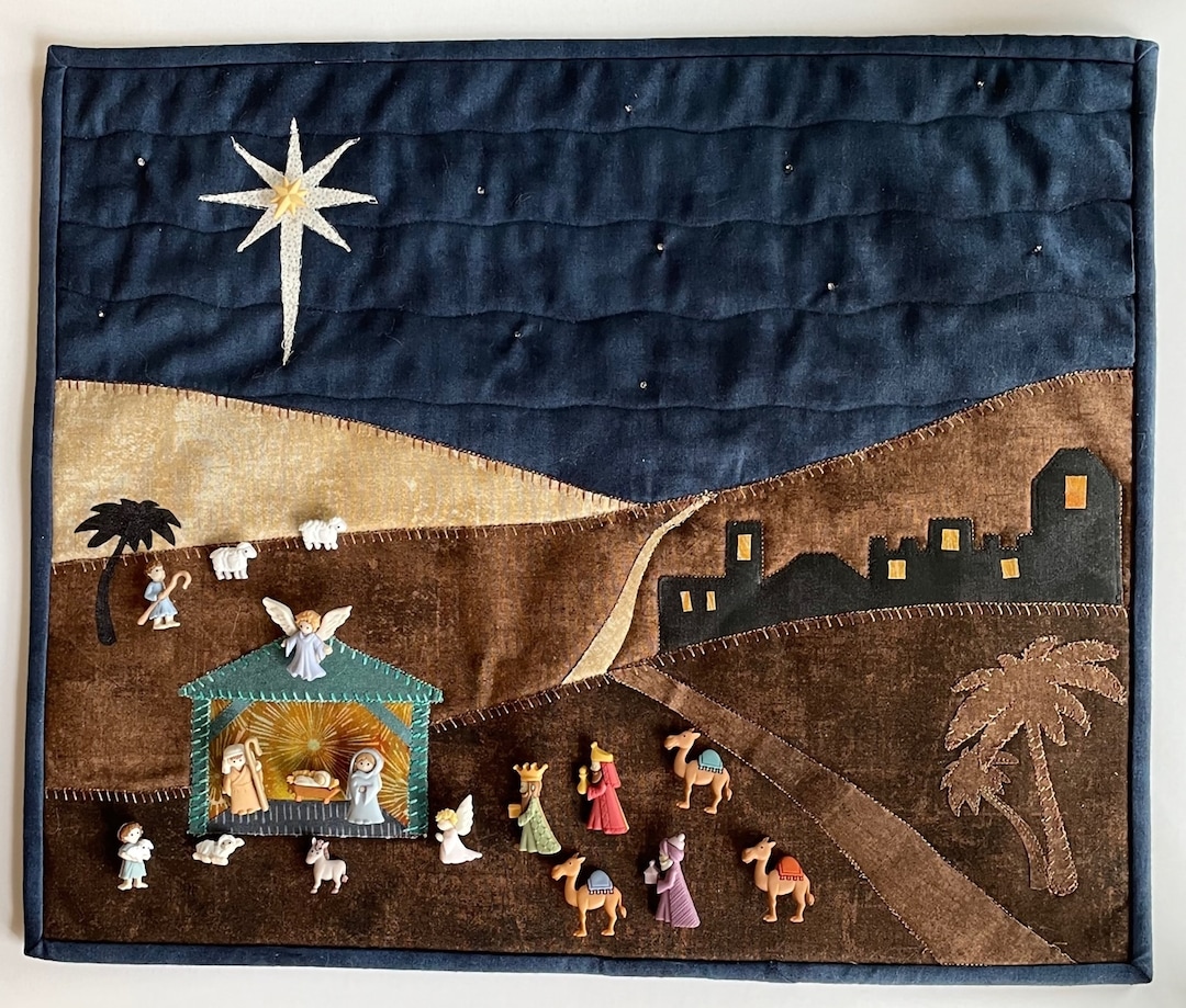 Creche Nativity Scene Wall Hanging Pattern ONLY, Buttons Not Included ...