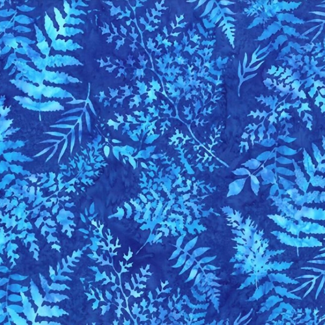 Blue Fern Batik Fabric: Hoffman U2489-324 Bali Cotton - Etsy