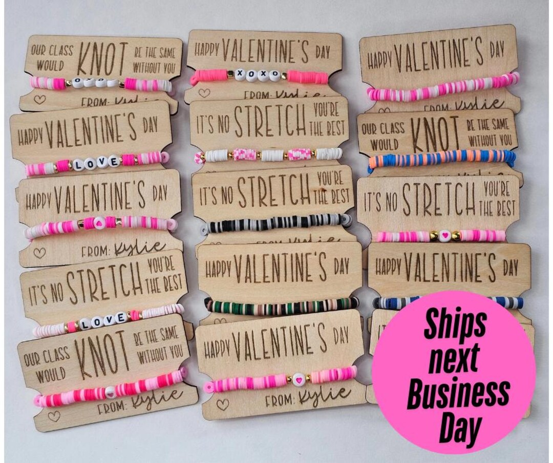 Friendship Bracelet Valentine Card - Candy Free Valentine - Class ...