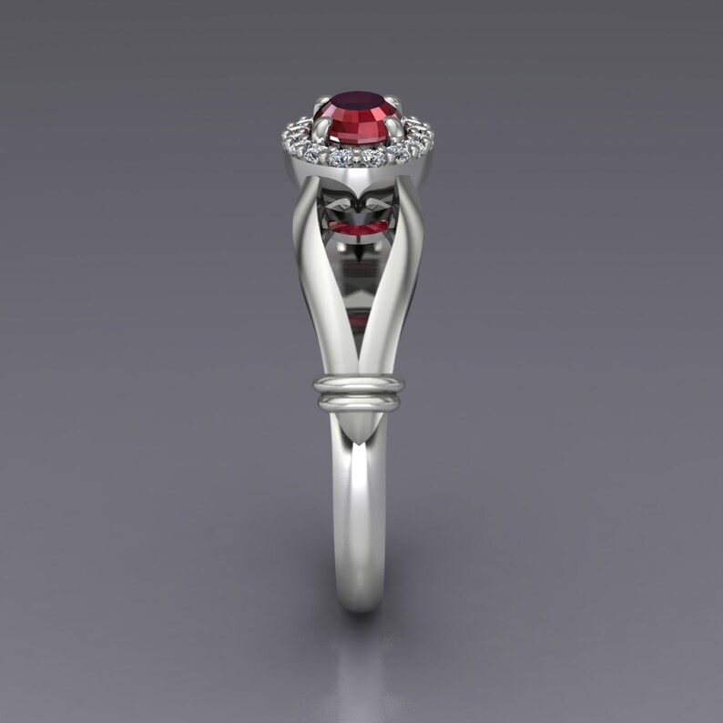 Ruby Ring July Birthstone Sideways Oval Diamond Halo - Etsy Ruby Ring July Birthstone Sideways Oval Diamond Halo - Etsy
