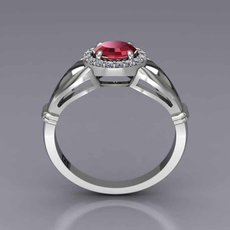 Ruby Ring July Birthstone Sideways Oval Diamond Halo - Etsy Ruby Ring July Birthstone Sideways Oval Diamond Halo - Etsy