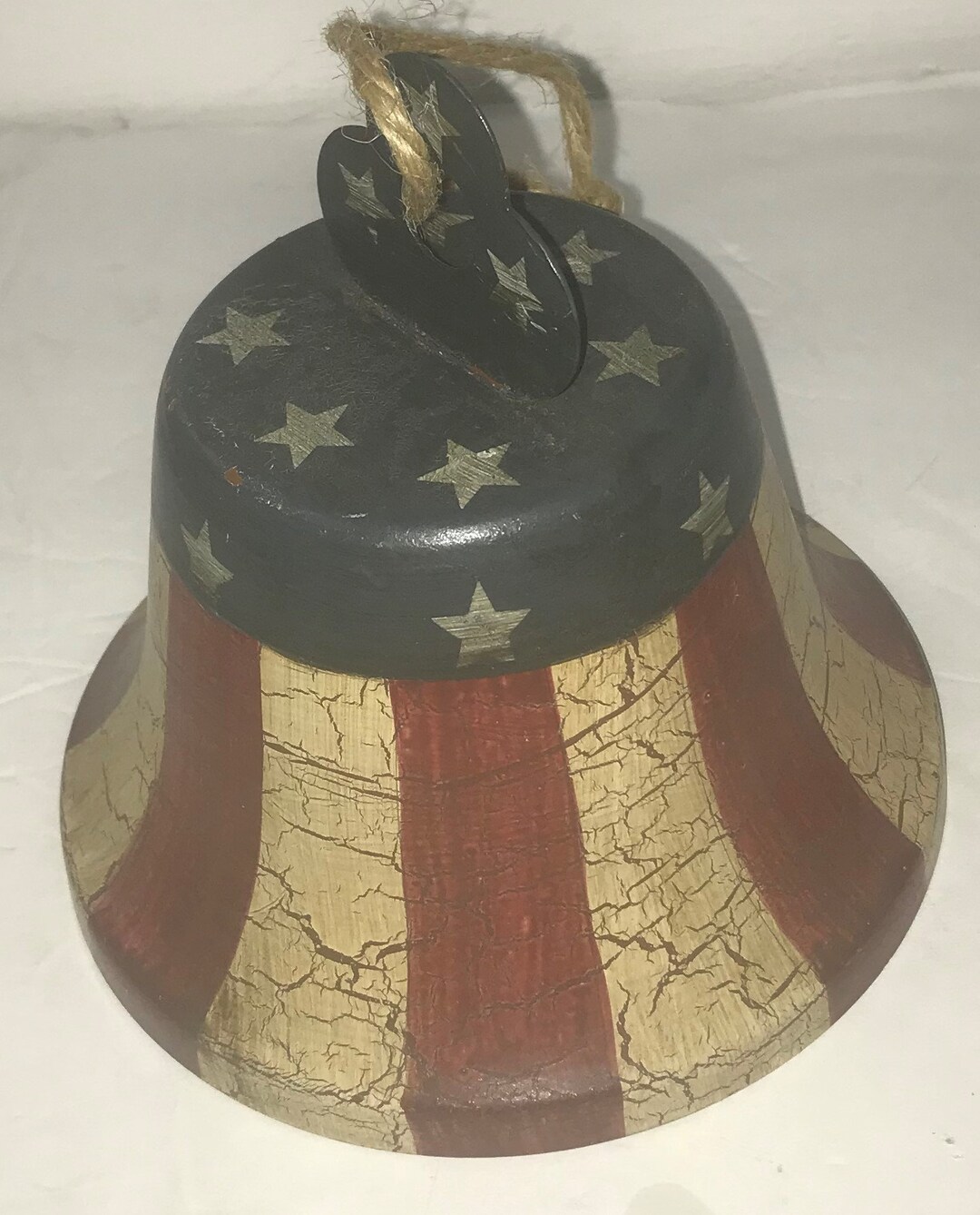 Vintage Primitive Americana Hand Painted Metal Bell 1990's Excellent ...