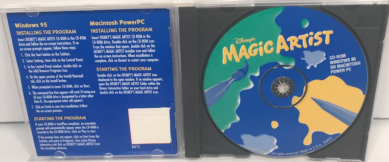 Vintage Disney Magic Artist CD ROM Interactive Art Studio 1997 Near ...