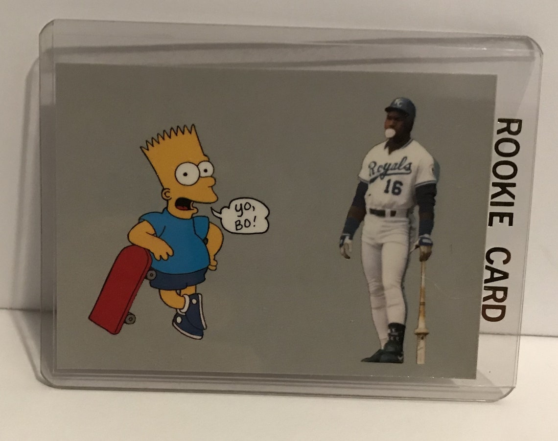 Vintage Bo Jackson Bart Simpson Broda Promo Card 'BO KNOWS BART' Kansas ...