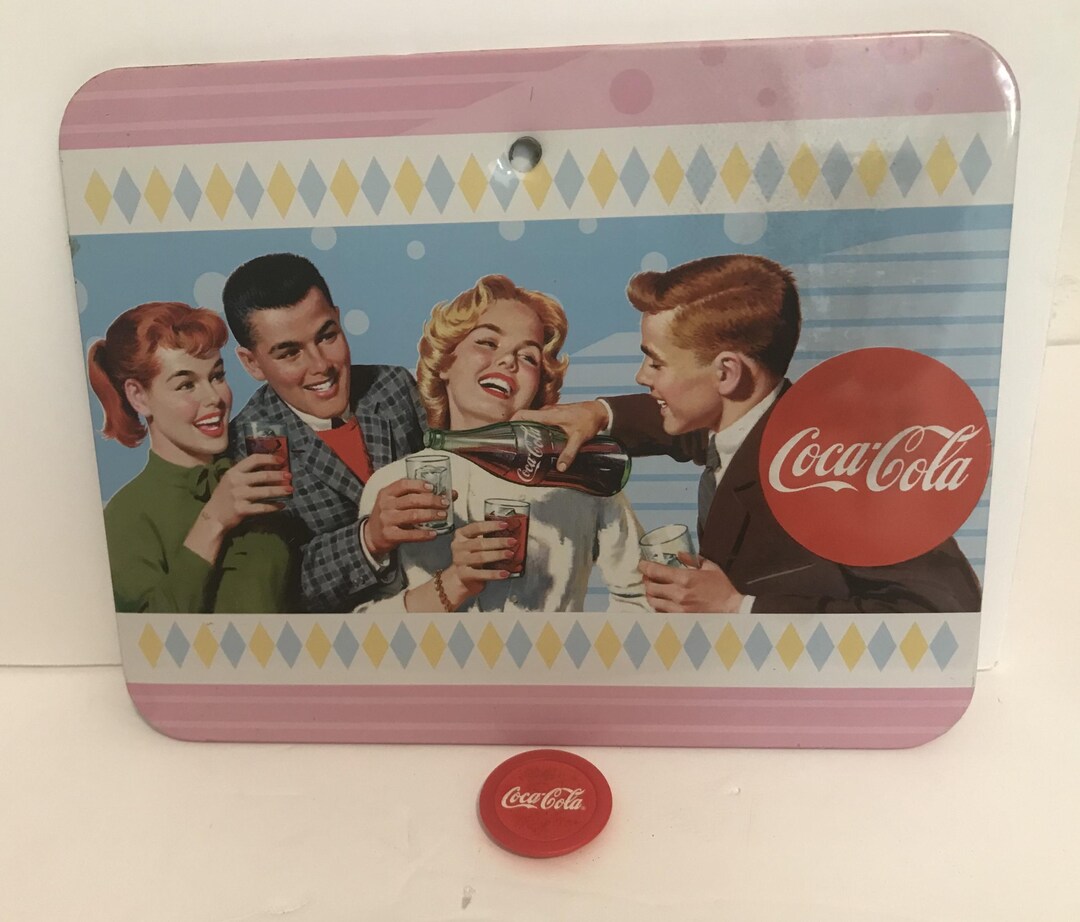 Vintage 1990's Coca Cola Magnetic Board With Round Magnet Teens ...