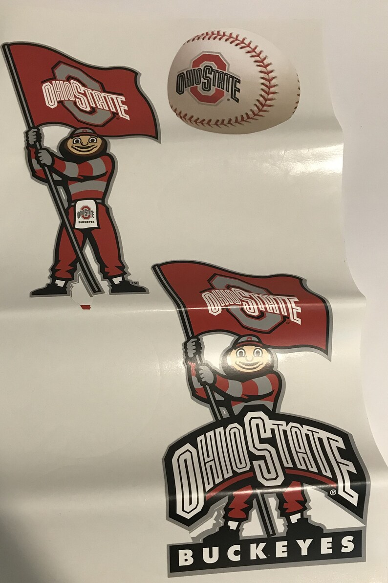Vintage Large Ohio State University Sports Vinyl Stickers New Unused ...