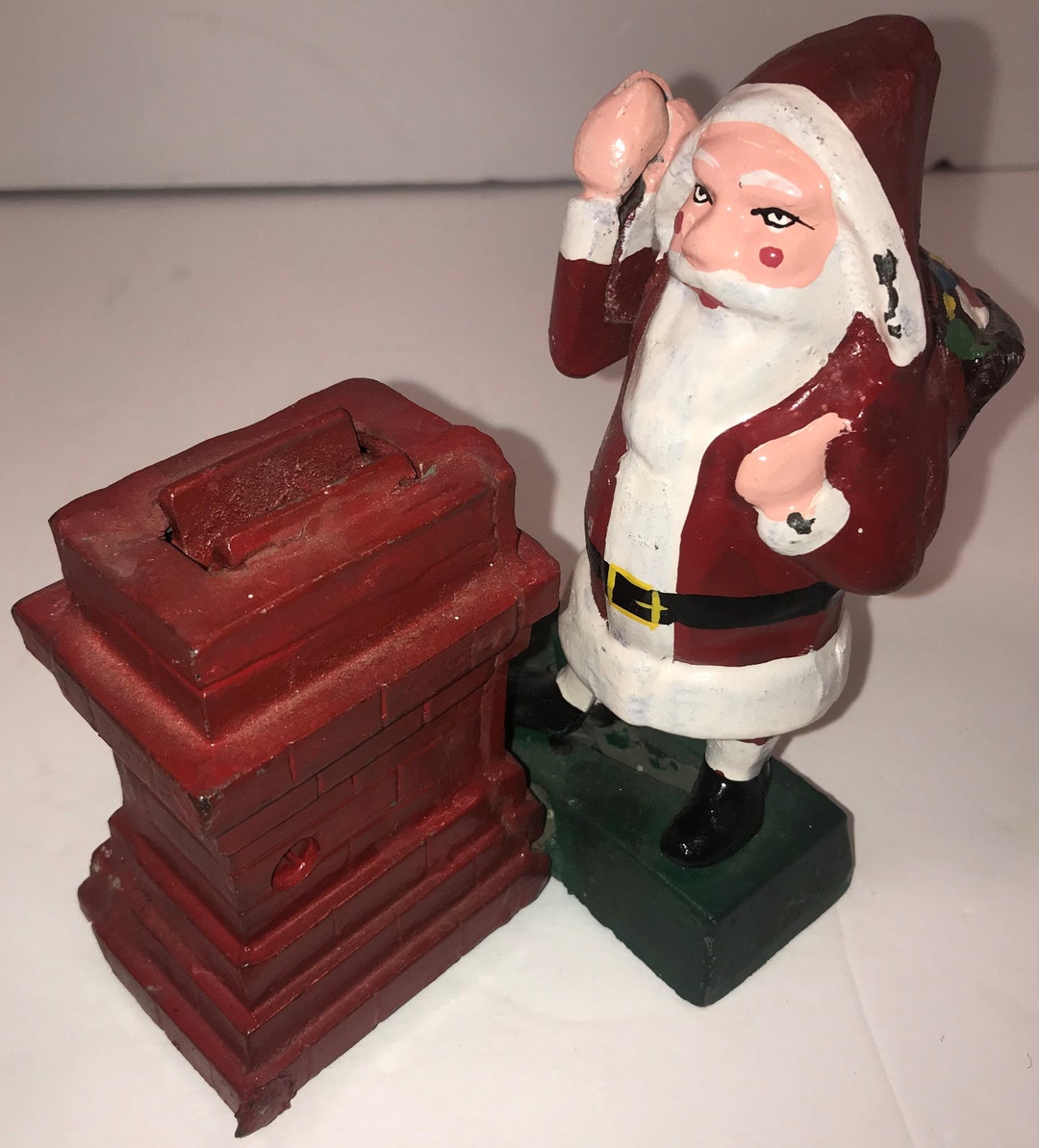 Vintage Cast Iron Mechanical Santa Claus Bank Original Finish 1980's ...