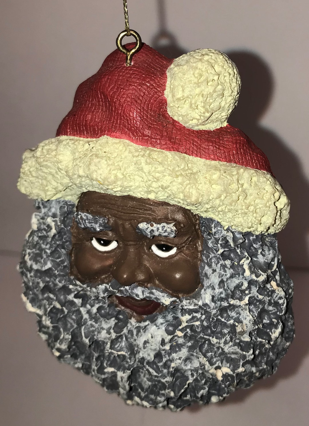 Vintage African American Santa Face Ornament Composite - Etsy