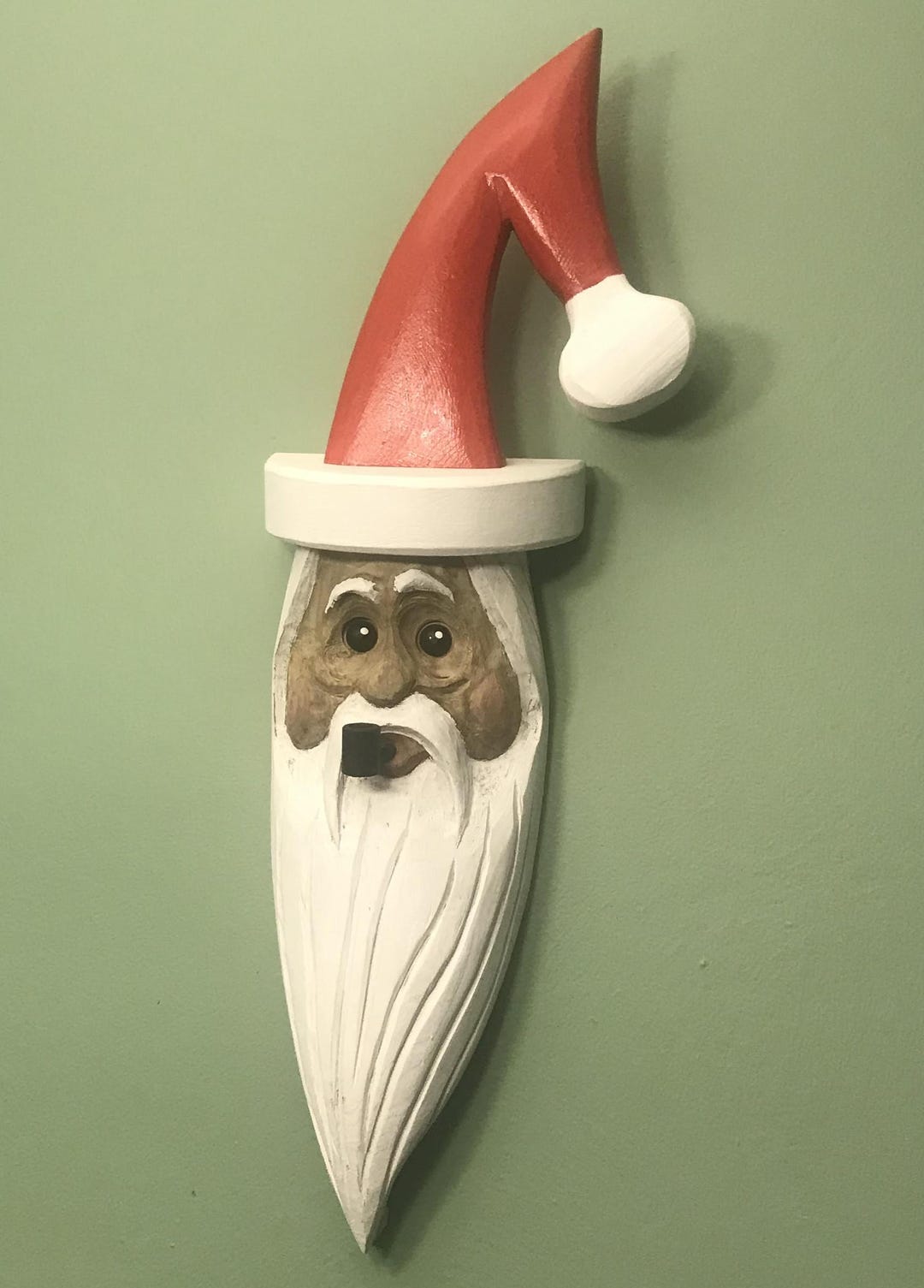 Vintage Hand Carved Primitive Wooden Santa Clause Face Mint Condition ...