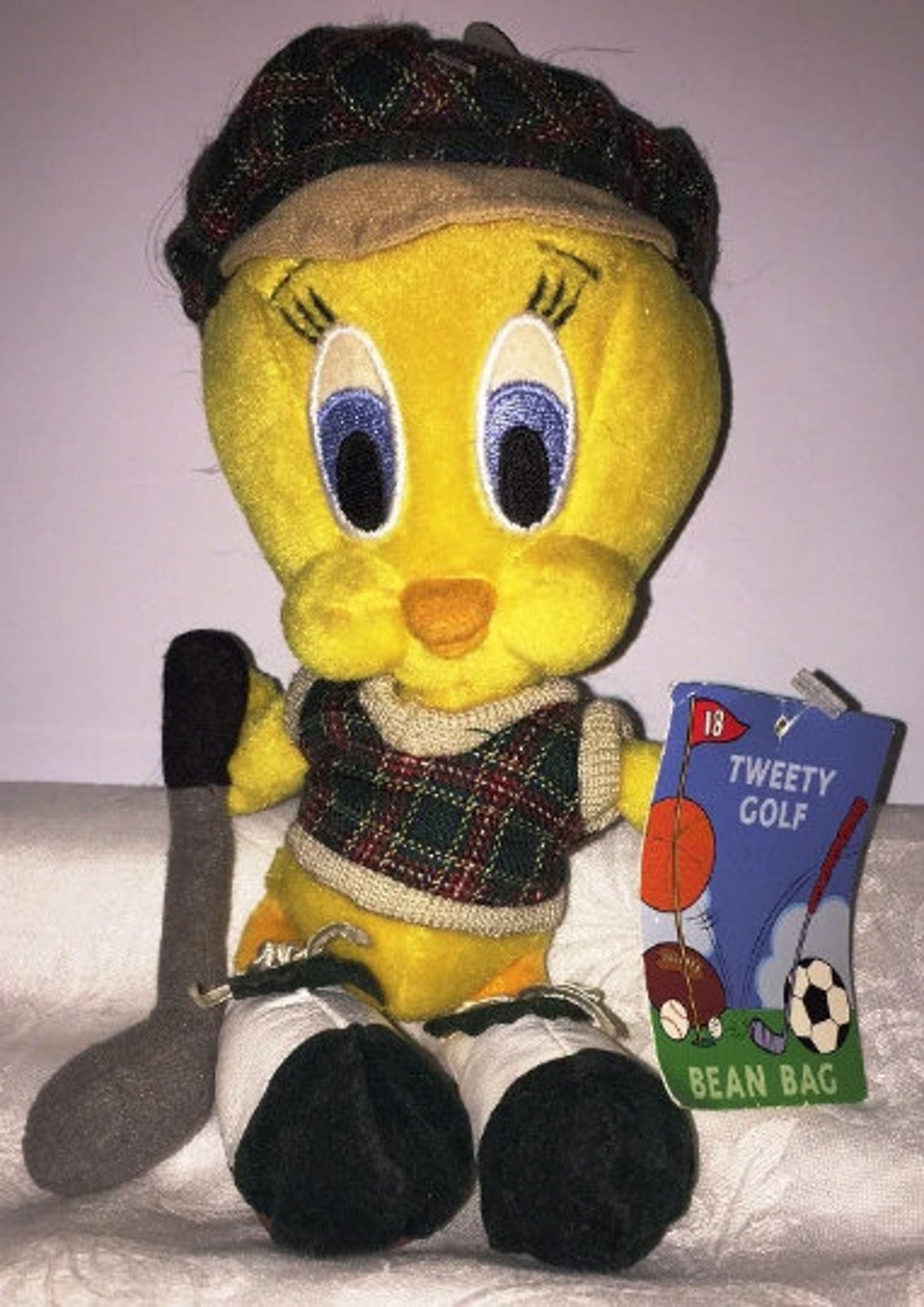 Vintage Tweety Bird Plush Beanie Golfer Warner Bros Store 1990's New ...