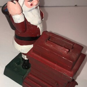 Vintage Cast Iron Mechanical Santa Claus Bank Original Finish 1980's ...