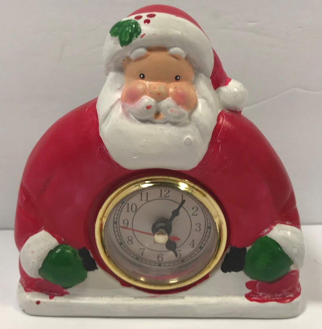 Vintage Ceramic Santa Claus Battery Operated Clock 1990's Excellent ...