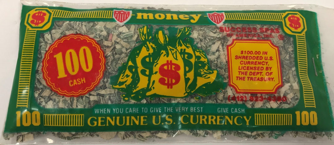 Vintage US Treasury Licensed One Hundred Dollars Shredded Currency ...