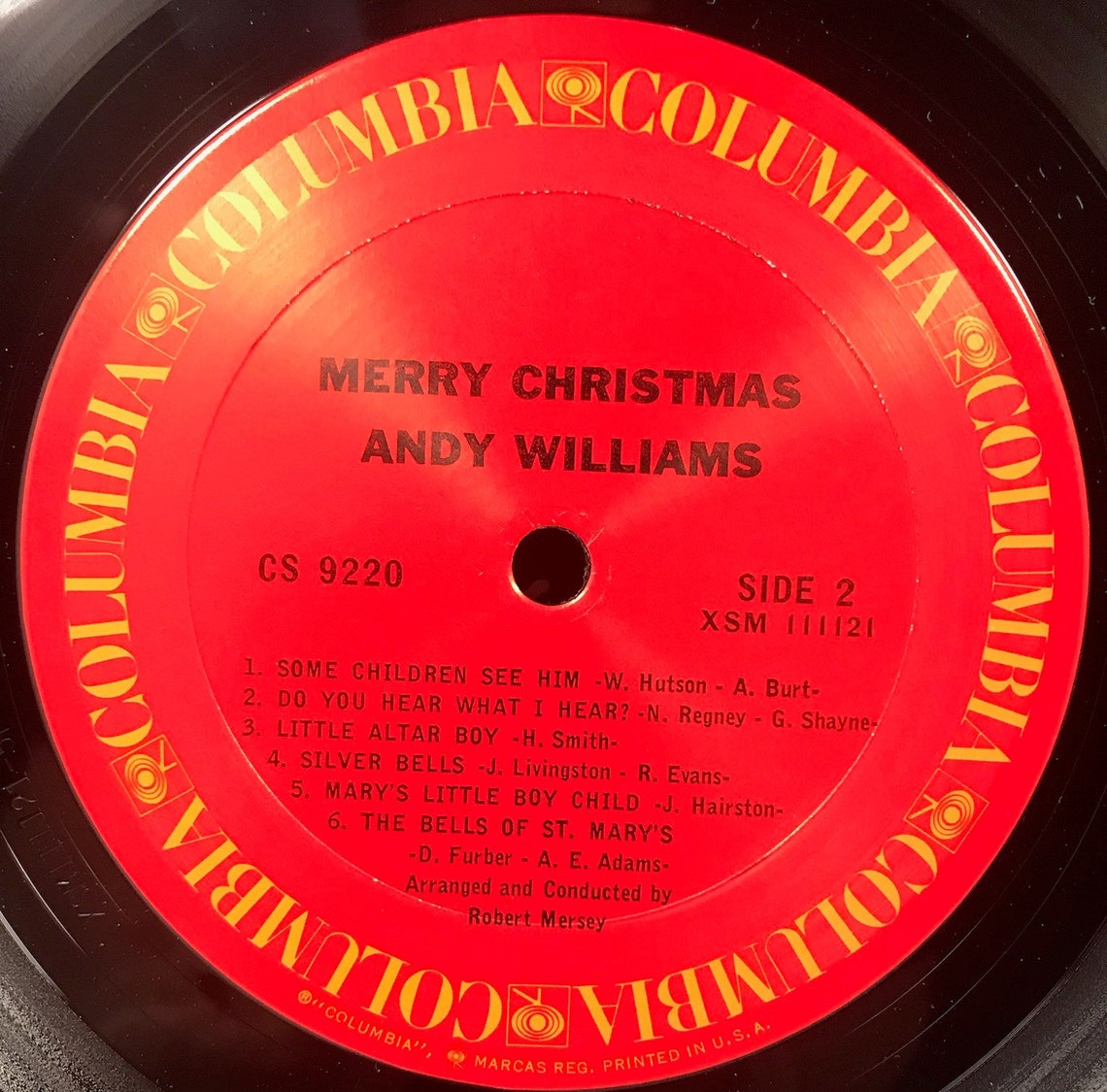 Vintage Andy Williams Merry Christmas First Pressing Vinyl CS | Etsy