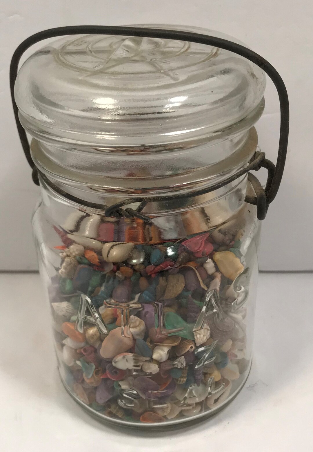 Vintage Atlas EZ Seal Pint Canning Jar by the Sea With Colored Shells ...