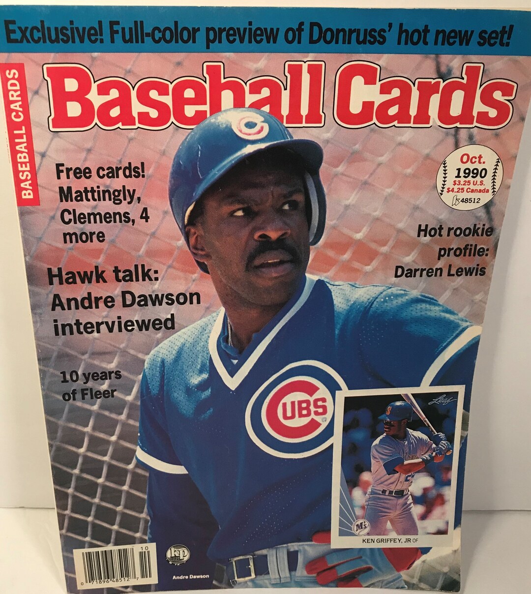 Vintage Baseball Cards Magazine October 1990 Edition Featuring Andre ...