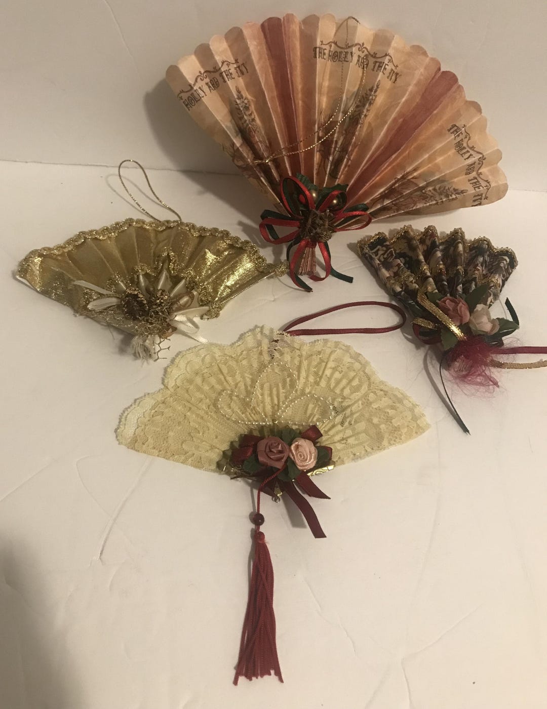 Vintage Set of 4 Victorian Fan Ornaments Excellent Condition 1990's - Etsy