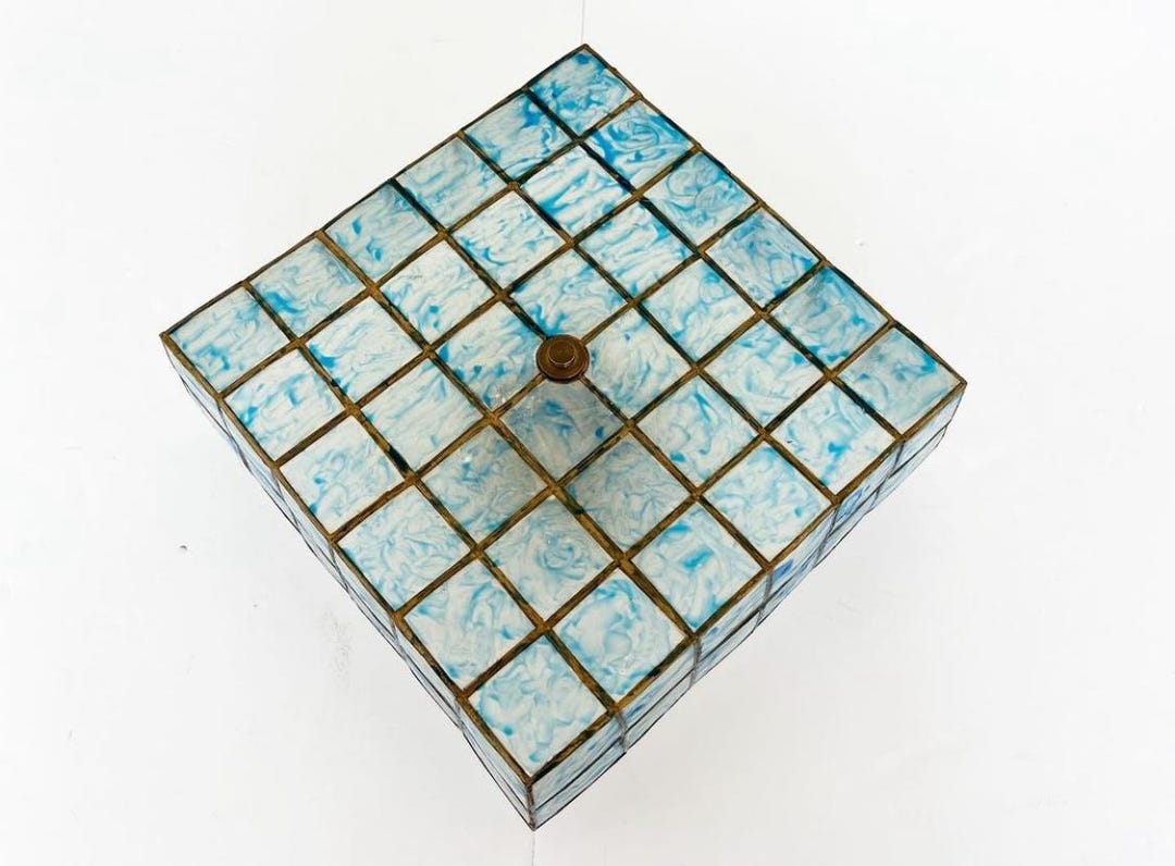 Blue Capiz Shell Flush Light, C1960 - Etsy