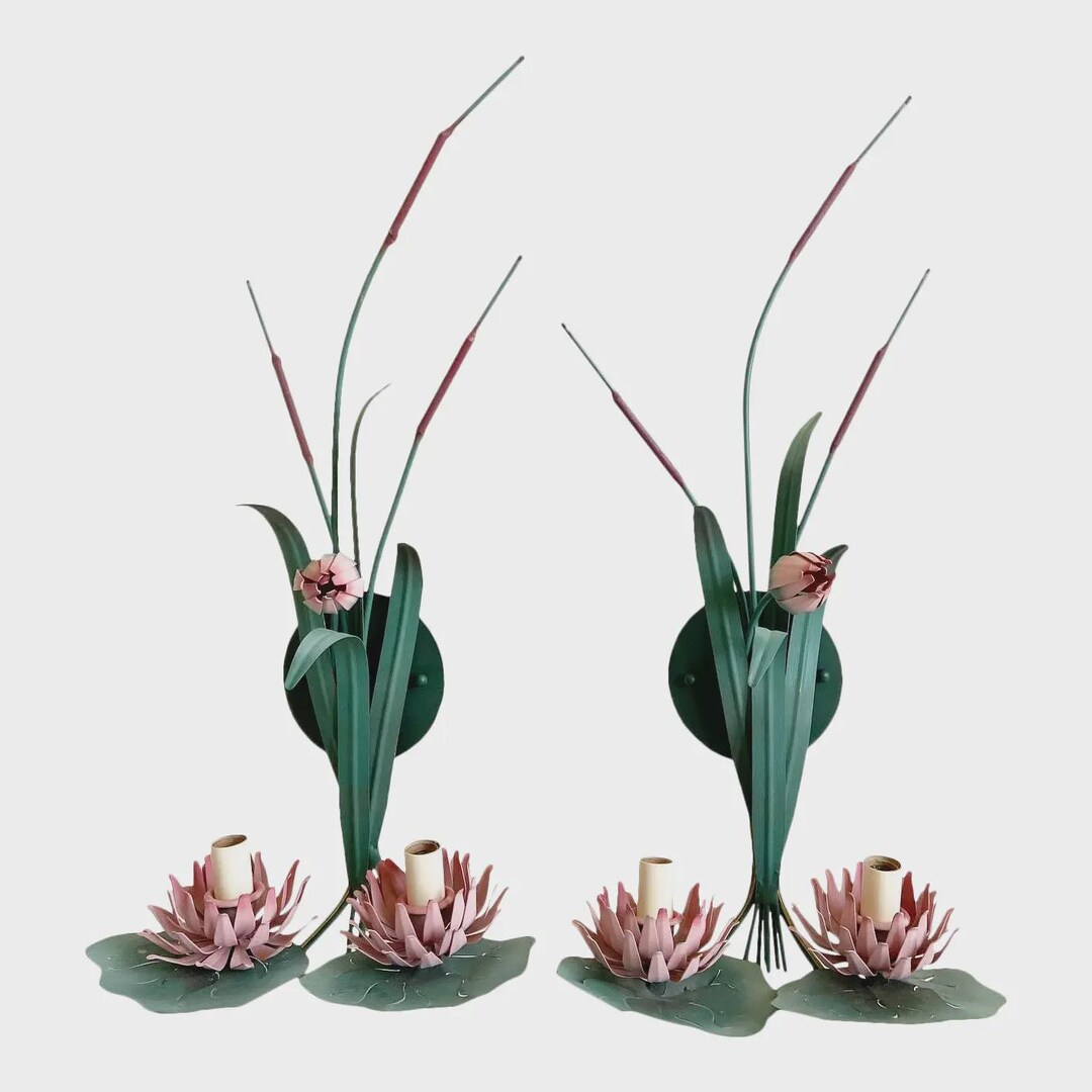 1960s Tole Lily Pad Sconces - Pair - Etsy