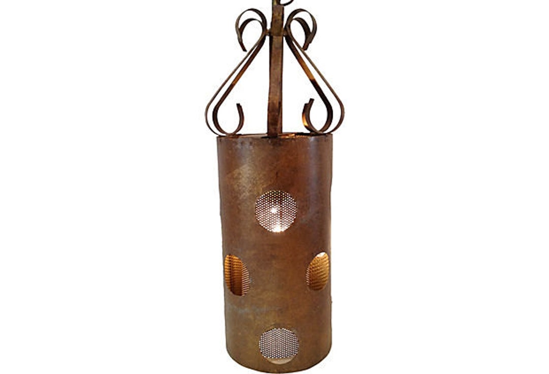 1960s Copper Cutouts Cylinder Pendant Light - Etsy