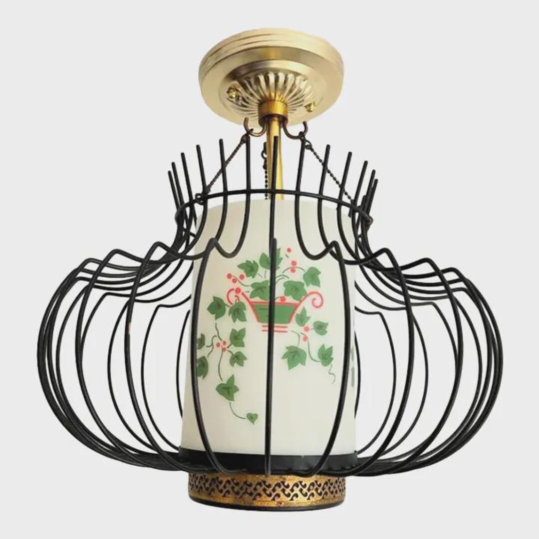 1960s Modern Caged Ivy Ceiling Light - Etsy