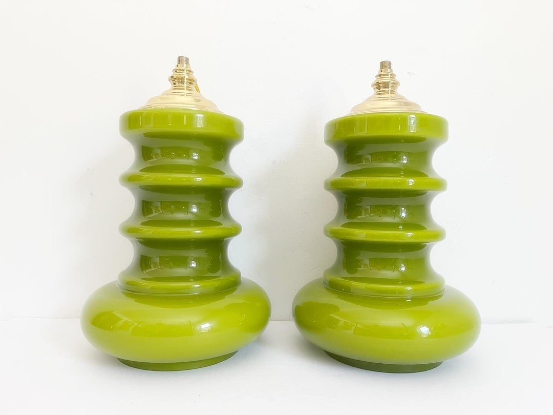 Modern Green Pendant Lights - Pair - Etsy
