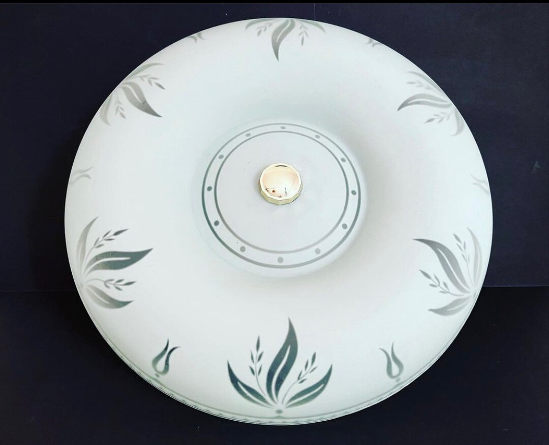 1950s Frosted Leaves Flush Light - Etsy