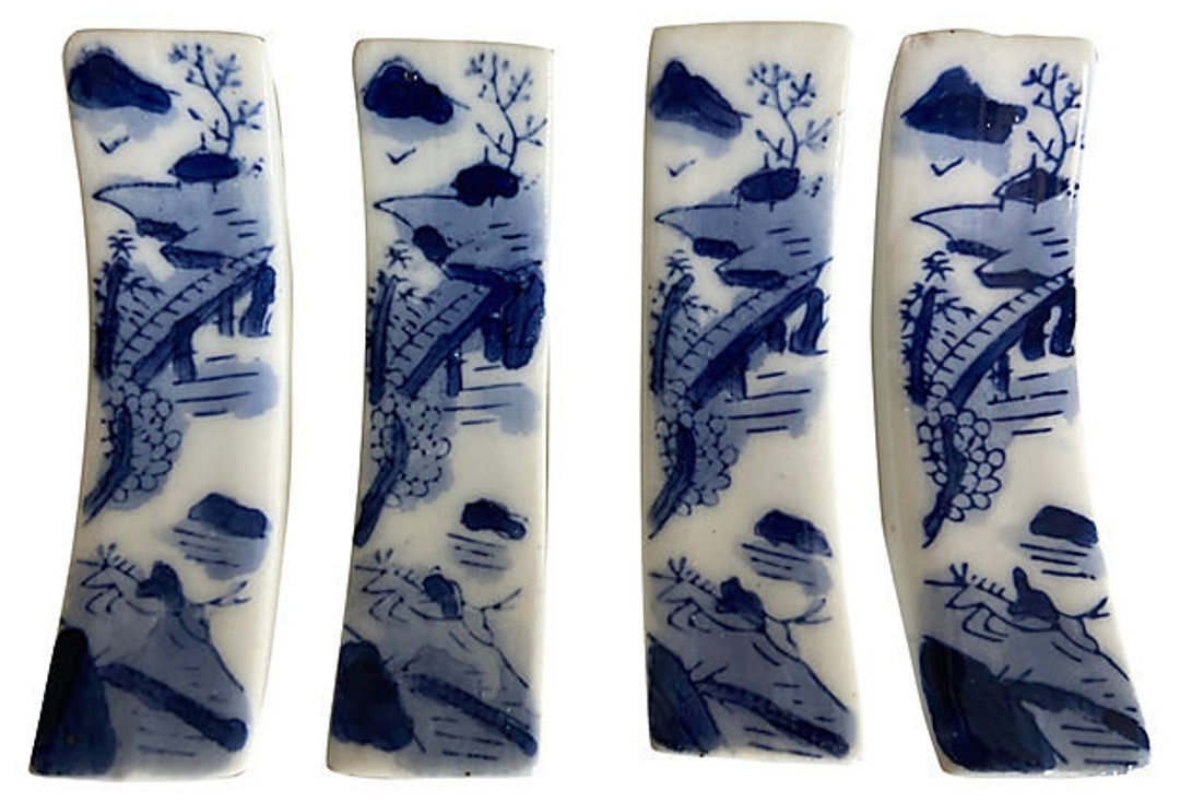 Blue & White Porcelain Knife Rests Set of 16 - Etsy