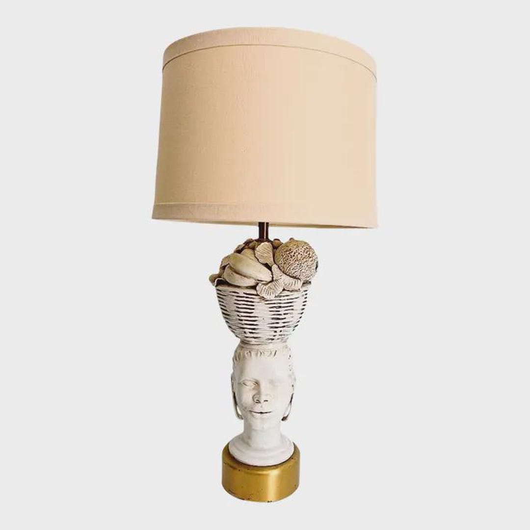 Figural Ceramic Head Lamp & Shade, C1970 - Etsy