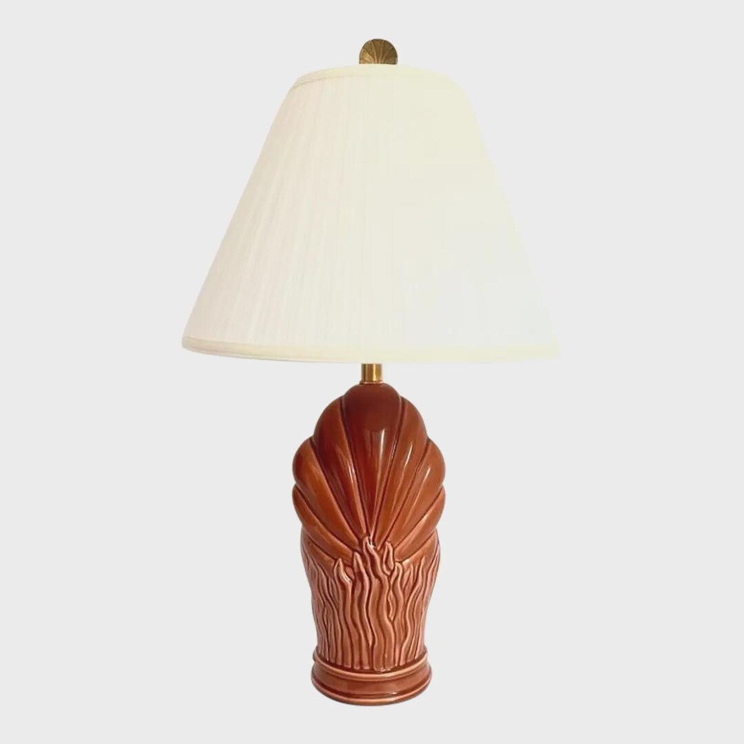 1950s Ceramic Shell Lamp & Shade - Etsy