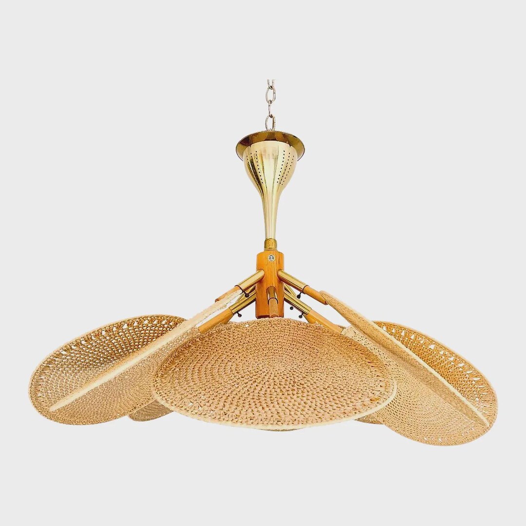 1960s Italian Wicker Palm Light - Etsy