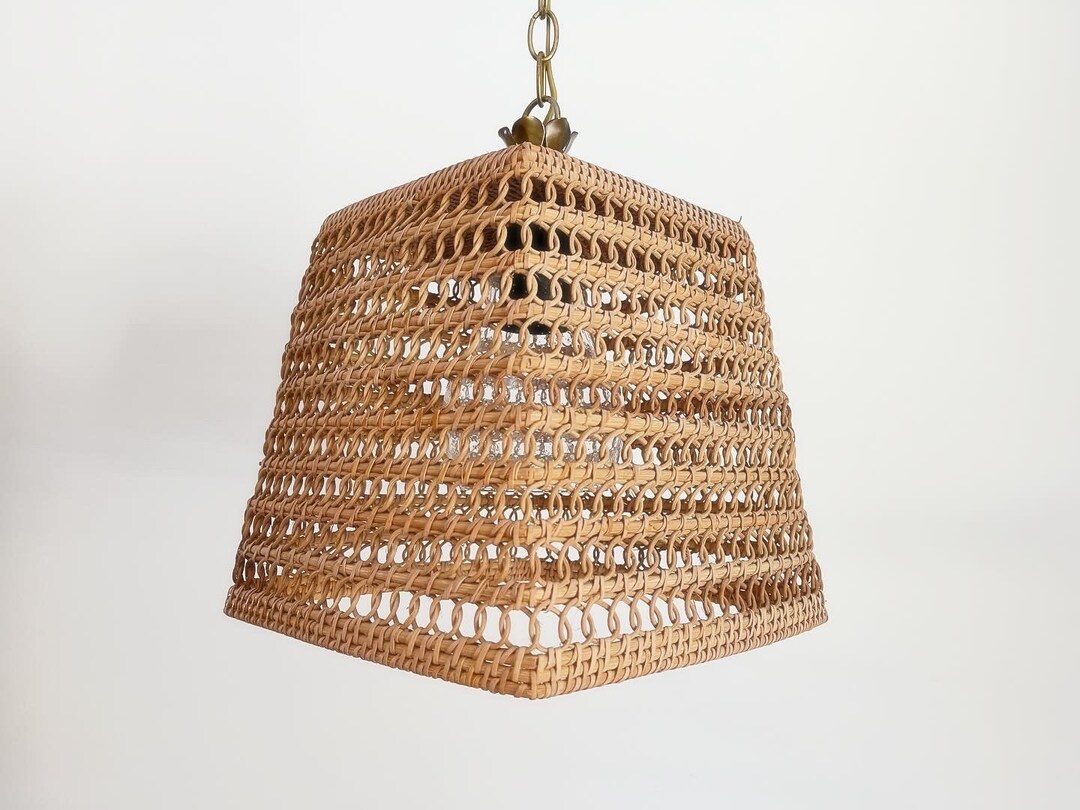 1970s Wicker Basket Light - Etsy