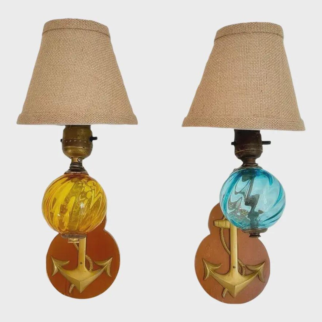 Mid Century Glass Anchor Sconces, Pair - Etsy
