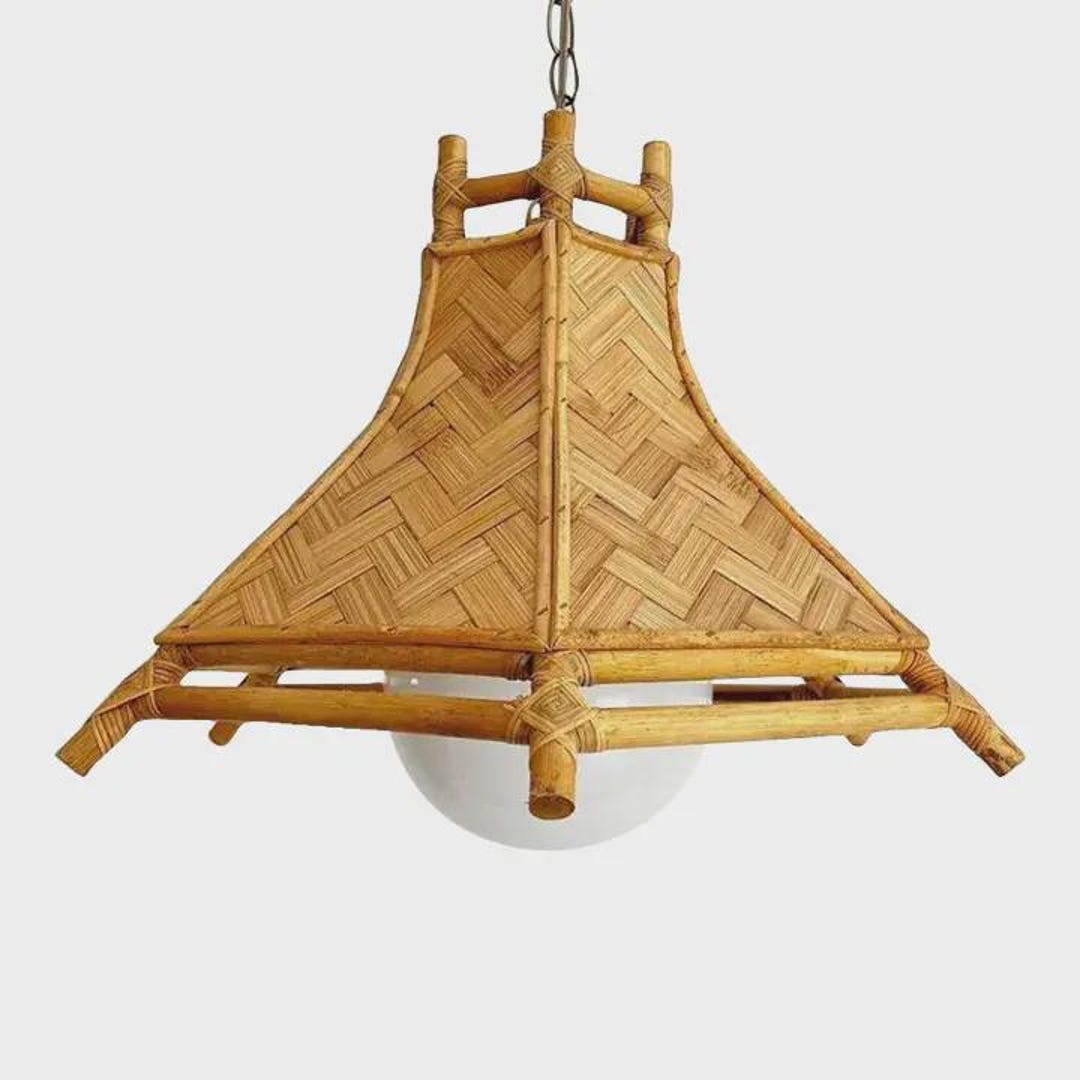 1960s Modern Bamboo Pendant Light - Etsy