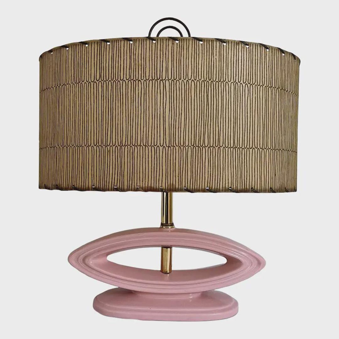 Modern Open Oval Ceramic Lamp & Shade, C1960 - Etsy