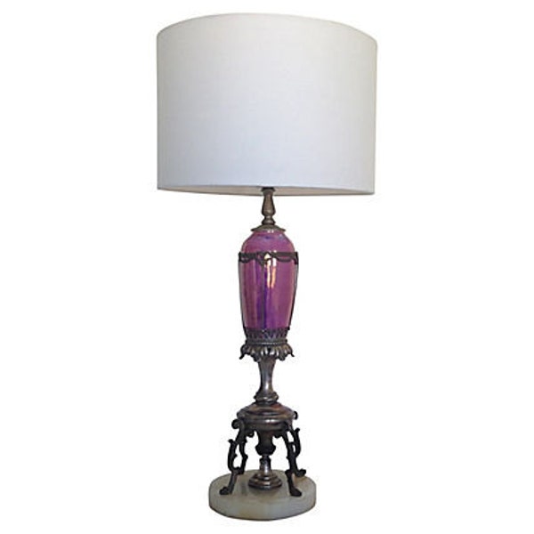 Antique Blown Glass Lamp - Etsy