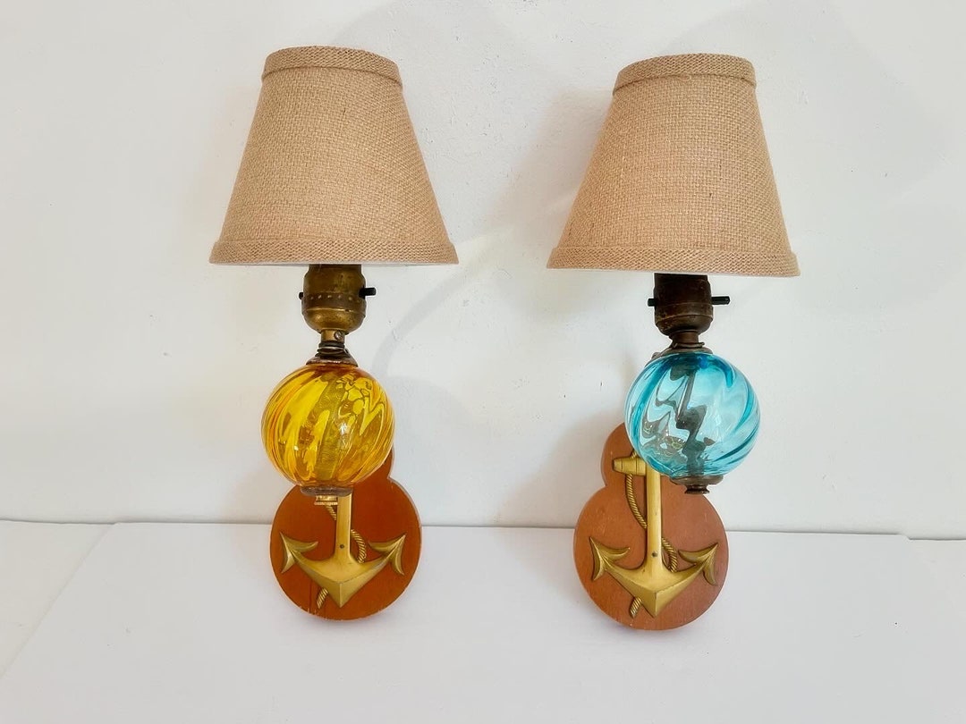 Nautical Glass Anchor Sconces, Pair - Etsy