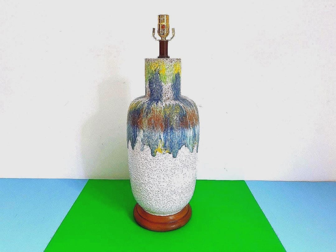 Mid Century Drip Glaze Lamp - Etsy