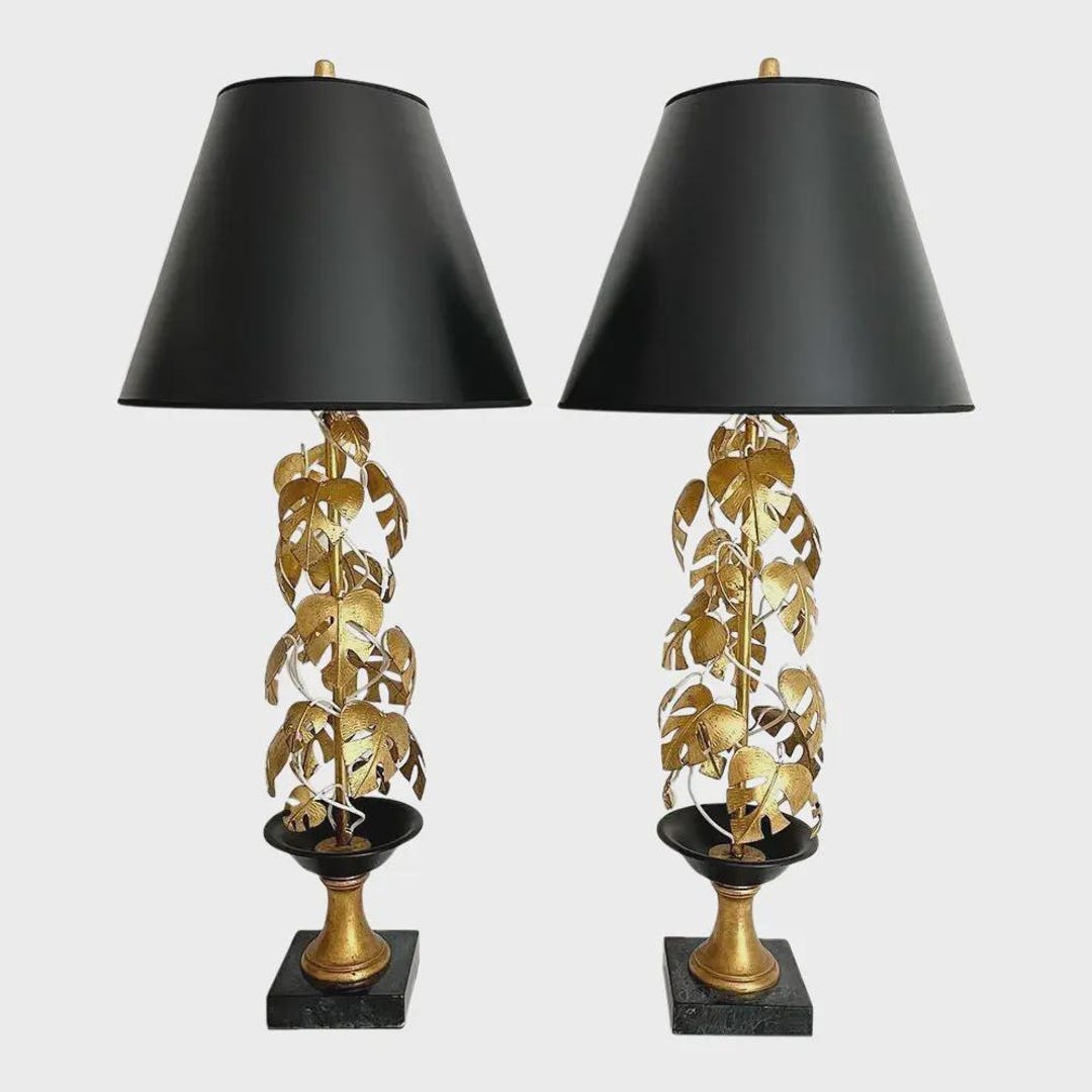 1950s Italian Topiary Lamps & Shades, Pair - Etsy