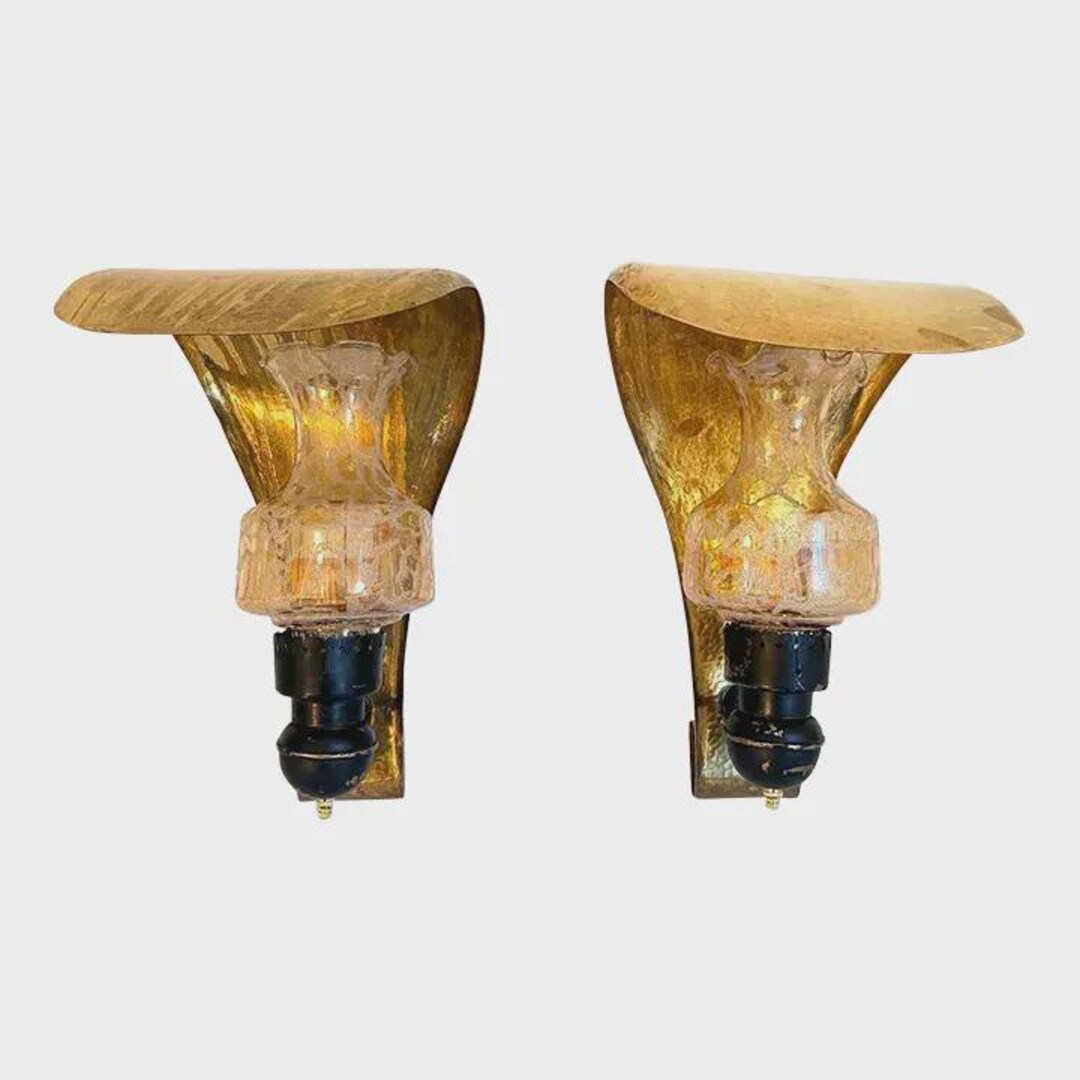 1960s Italian Brass Leaf Sconces - Pair - Etsy