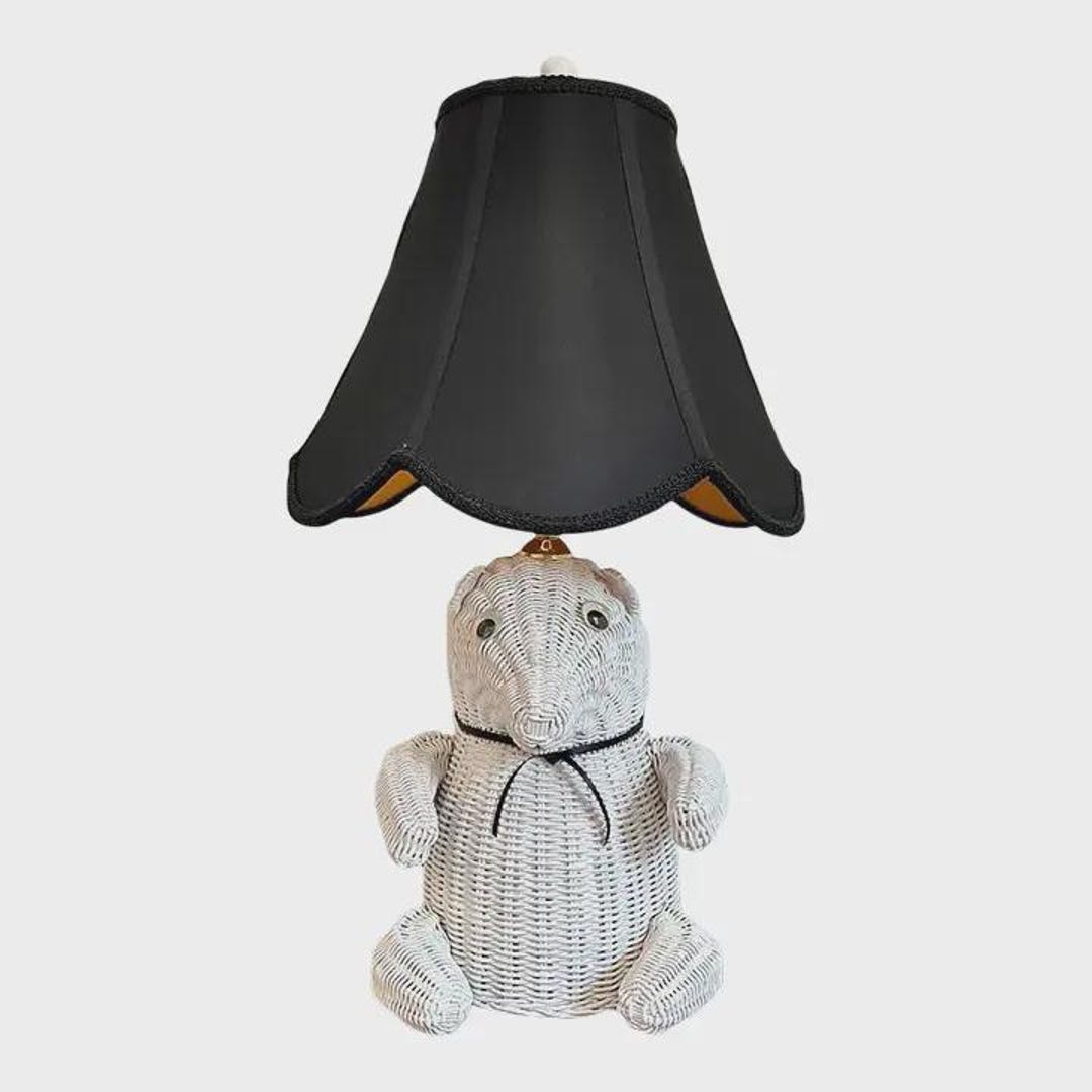 1970s Wicker Bear Lamp & Shade - Etsy