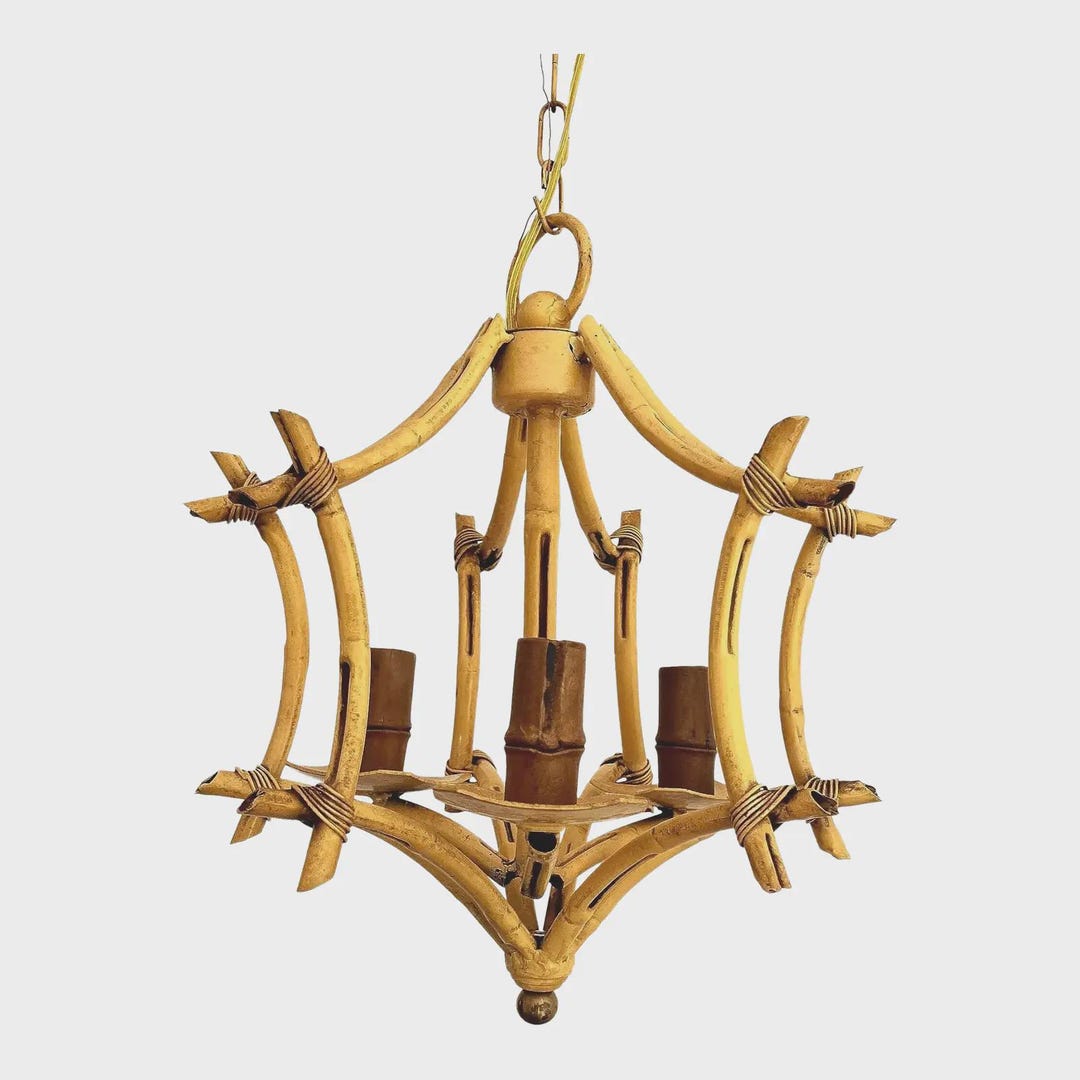 Italian Bamboo Pagoda Chandelier, 1960s - Etsy