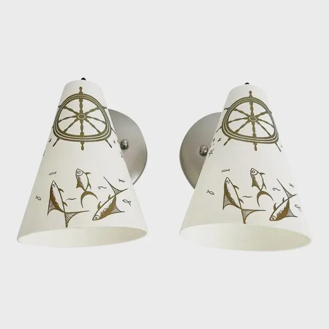 Mid Century Coastal Sconces - Pair - Etsy
