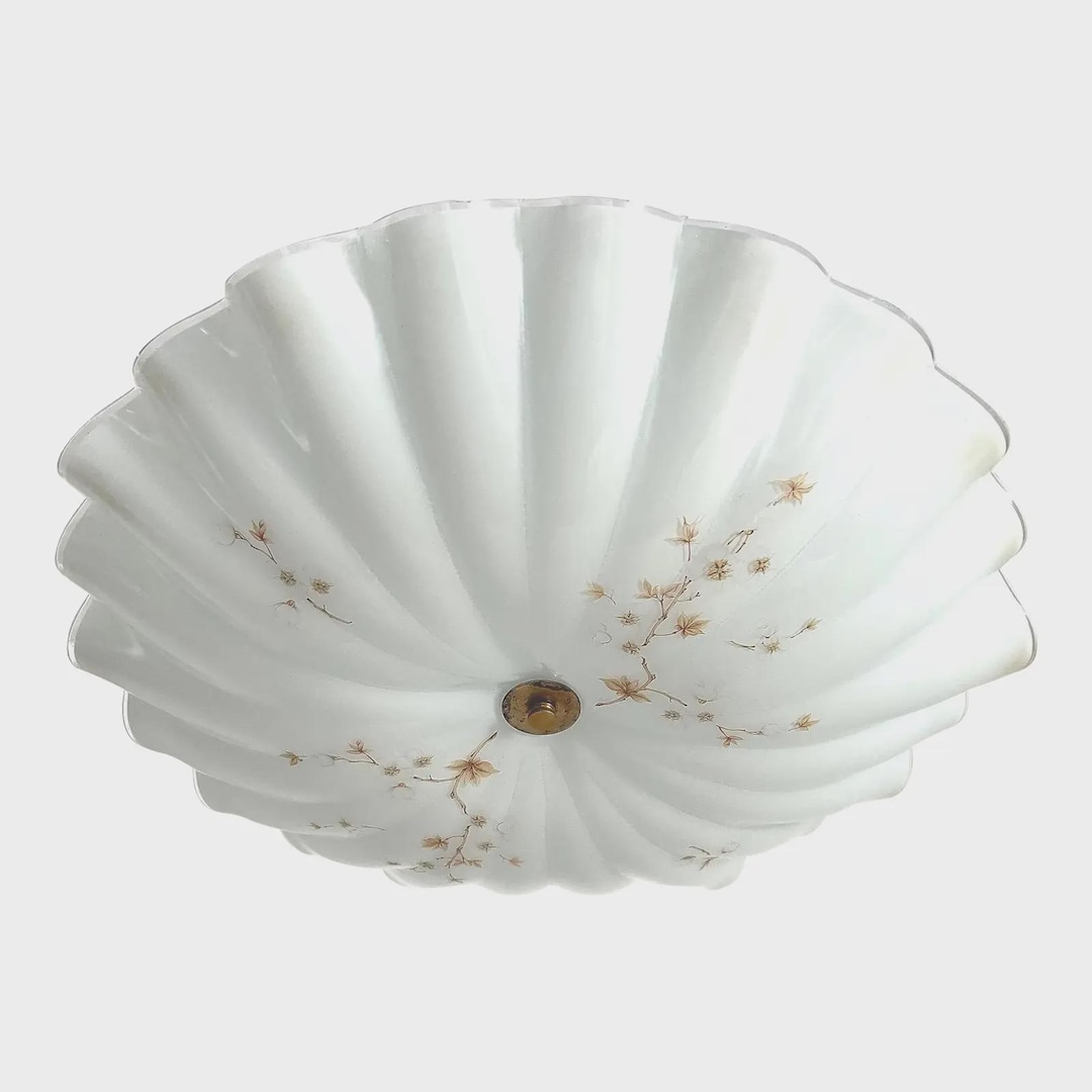 1950s Fluted Glass Parasol Flush Light - Etsy