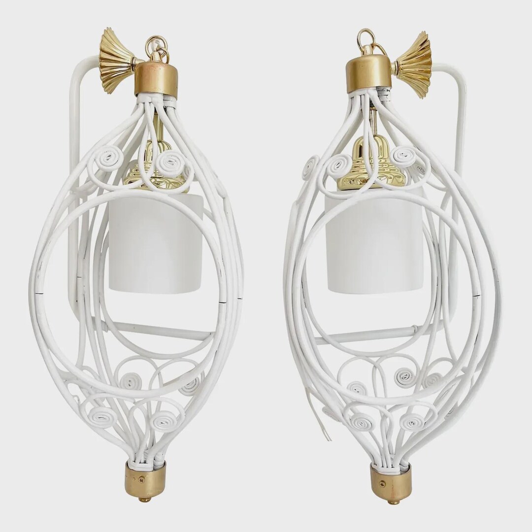 1970s Rattan Swing-arm Sconces, Pair - Etsy