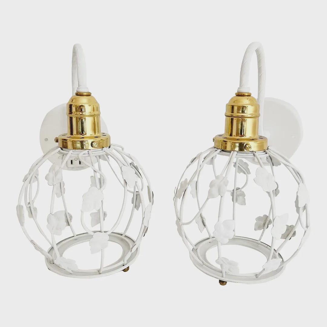 1960s Tole Ivy Sconces - Pair - Etsy