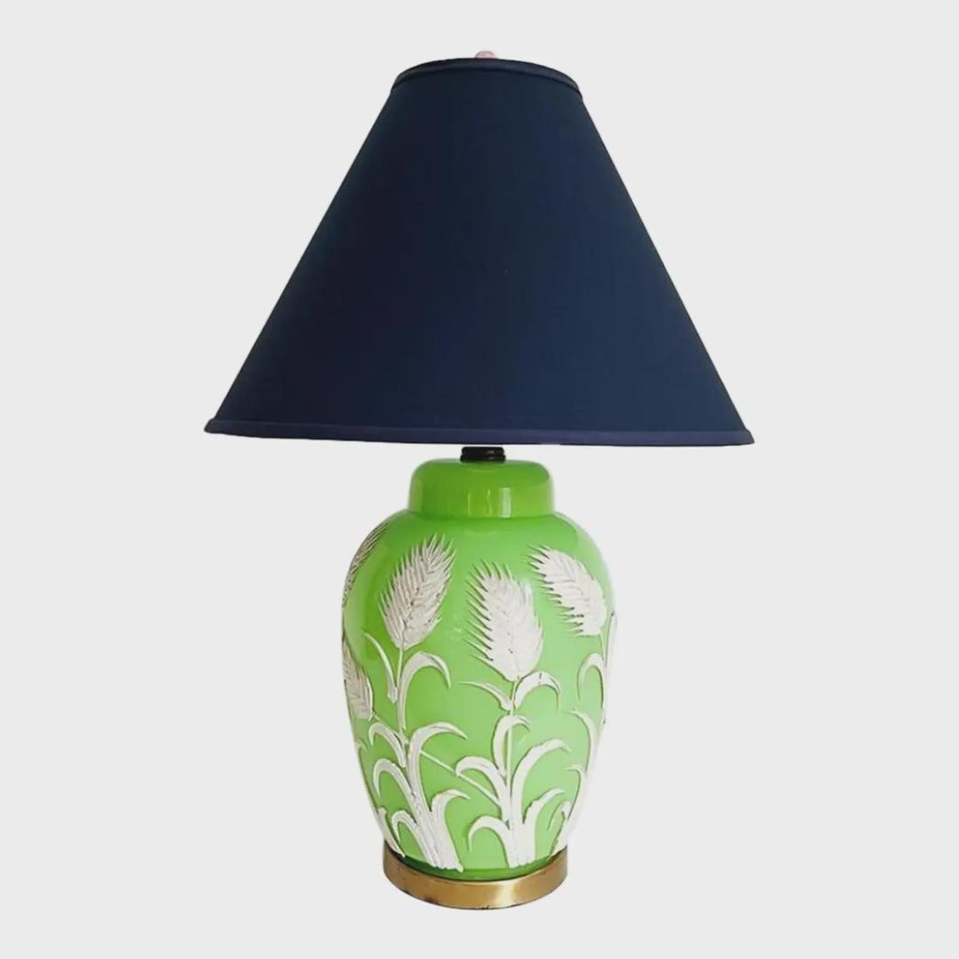 1970s Palm Ginger Jar Lamp & Shade - Etsy